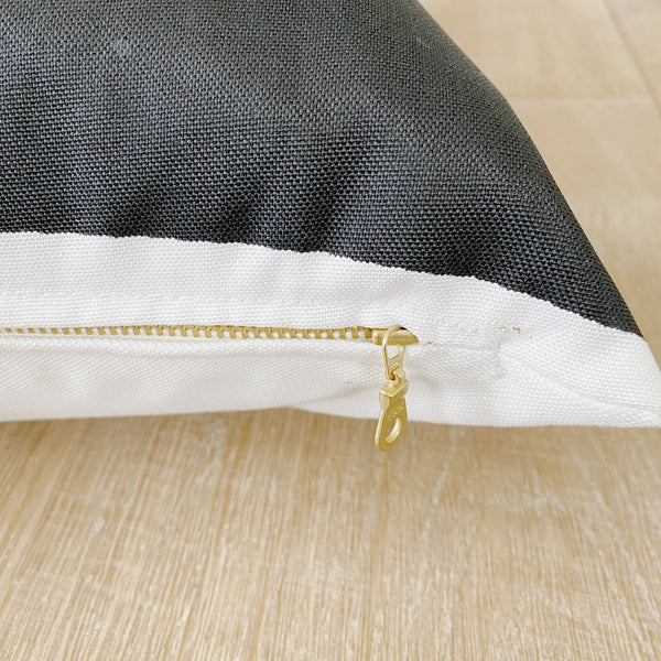 ANGUS || Black & White Striped Indoor/Outdoor Pillow Cover - Linen and ...