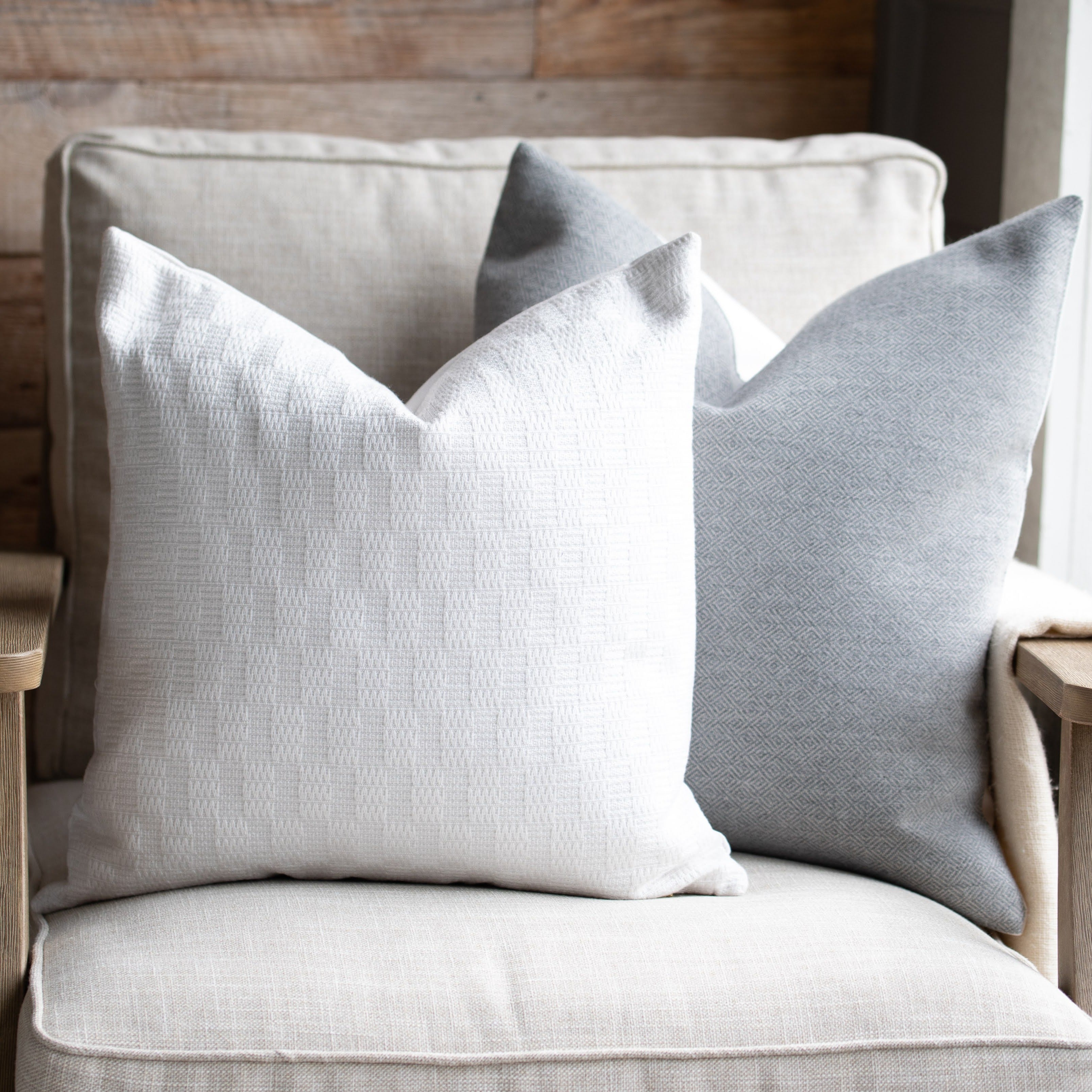 ALABASTER || Ivory Basketweave Indoor/Outdoor Pillow Cover - Linen and ...