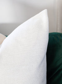 RYLAN || Neutral Herringbone Pillow Cover - Linen and Ivory