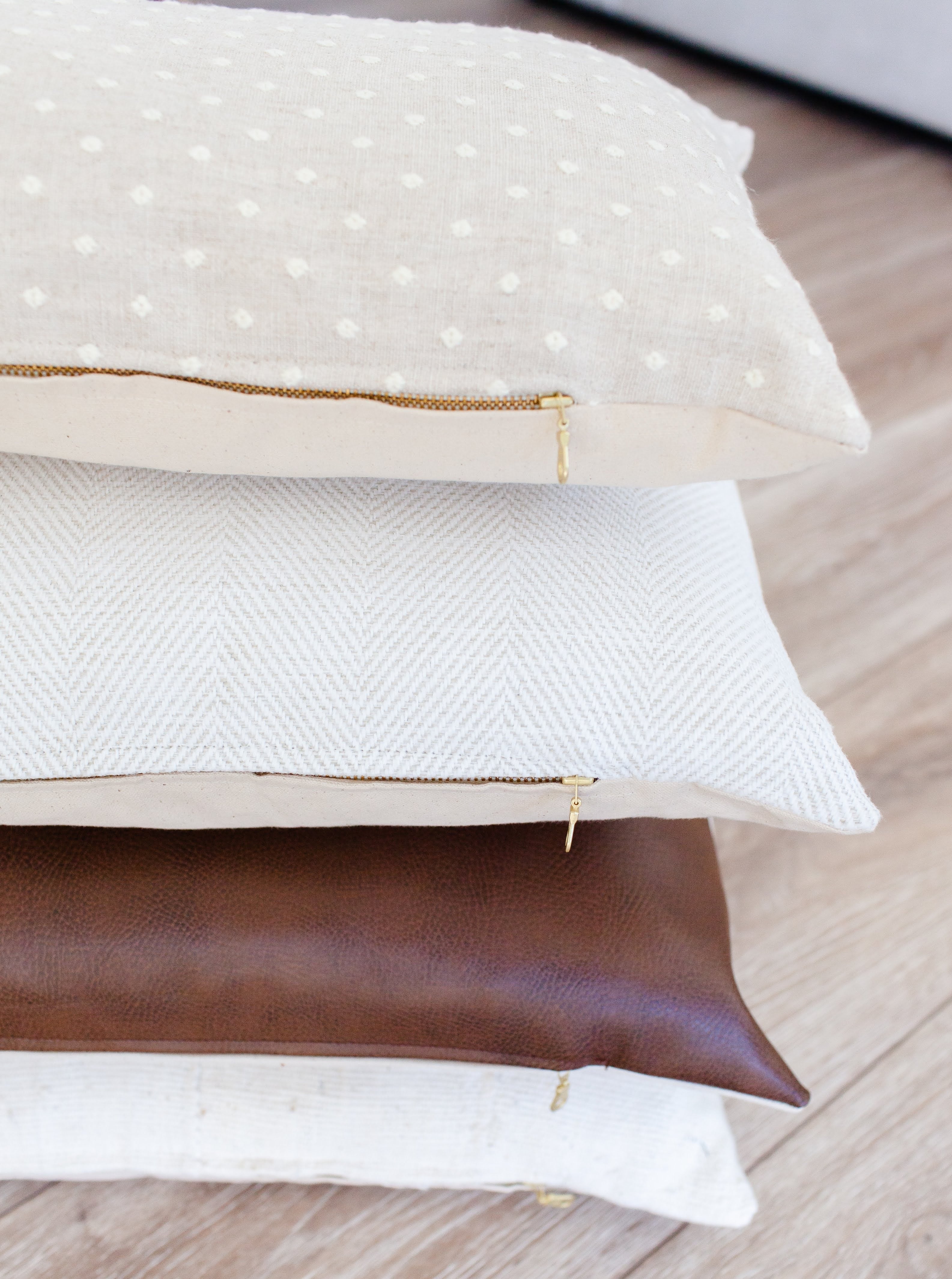 RYLAN || Neutral Herringbone Pillow Cover - Linen and Ivory