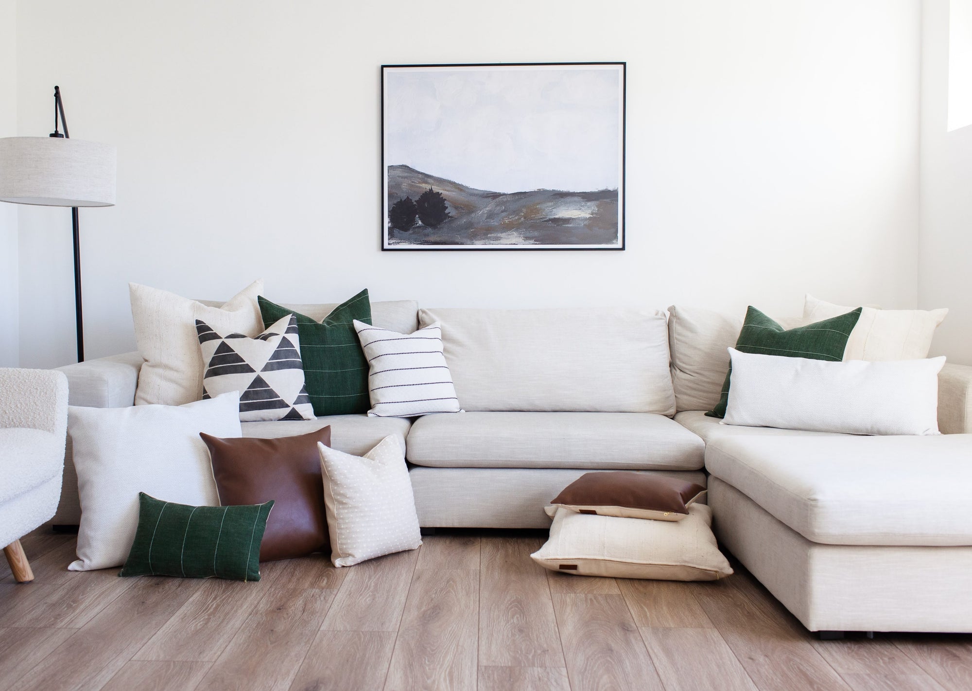 RYLAN || Neutral Herringbone Pillow Cover - Linen and Ivory