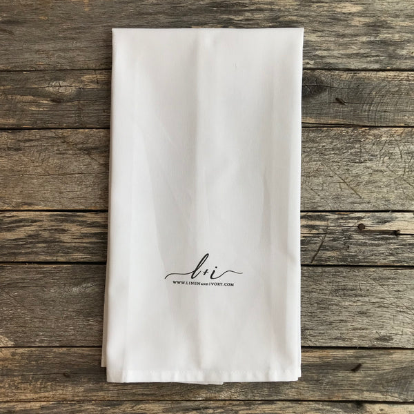Custom Monogram Tea Towel - Linen and Ivory